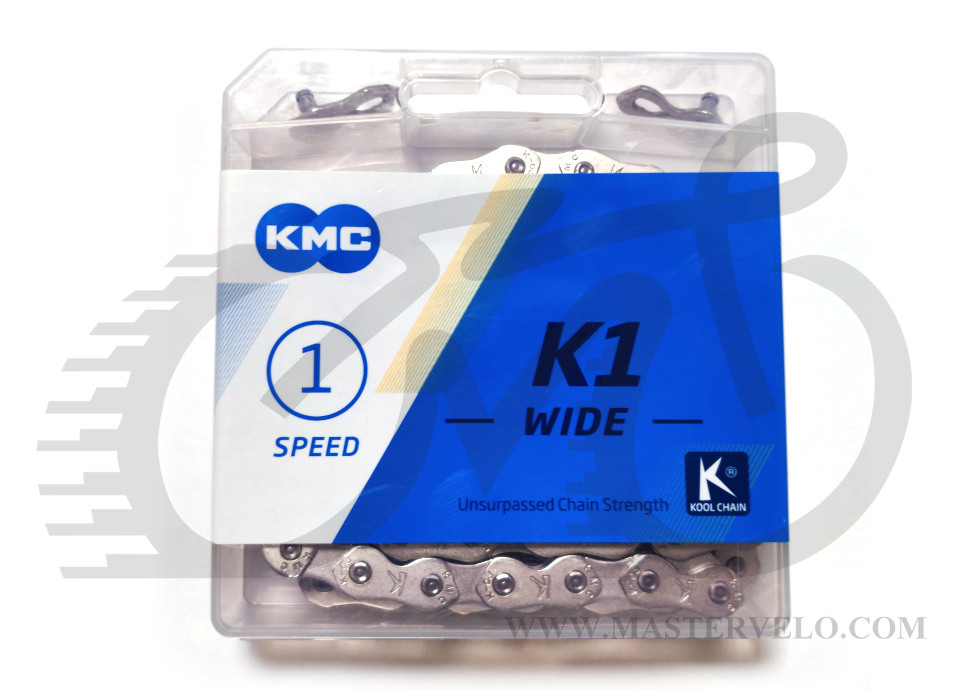 Цепь 112зв. 1/2x1/8 KMC K1 Wide (K710) silver/silver замок